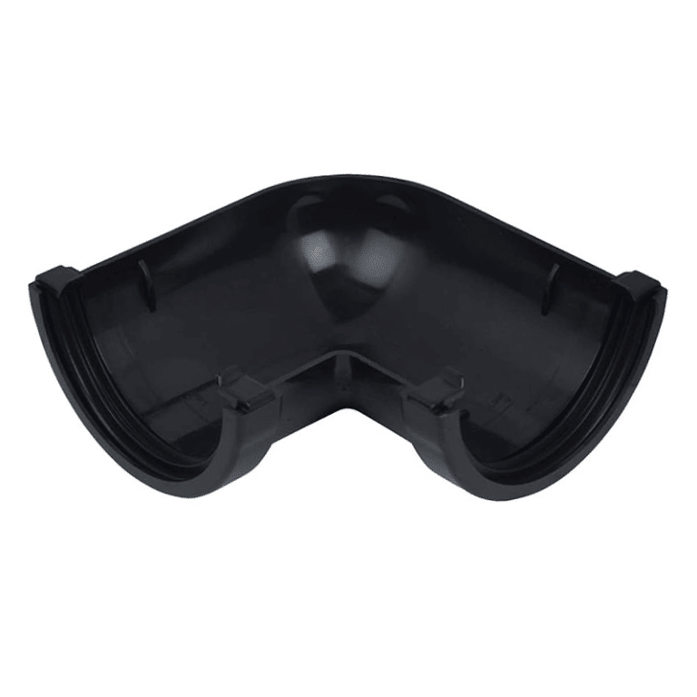 FloPlast Black Round Gutter Pipe 90° Angle - 112mm - On-Demand Supplies