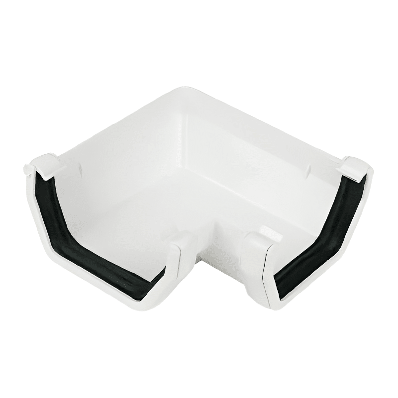 FloPlast White Square 90° Gutter - 114mm - On-Demand Supplies